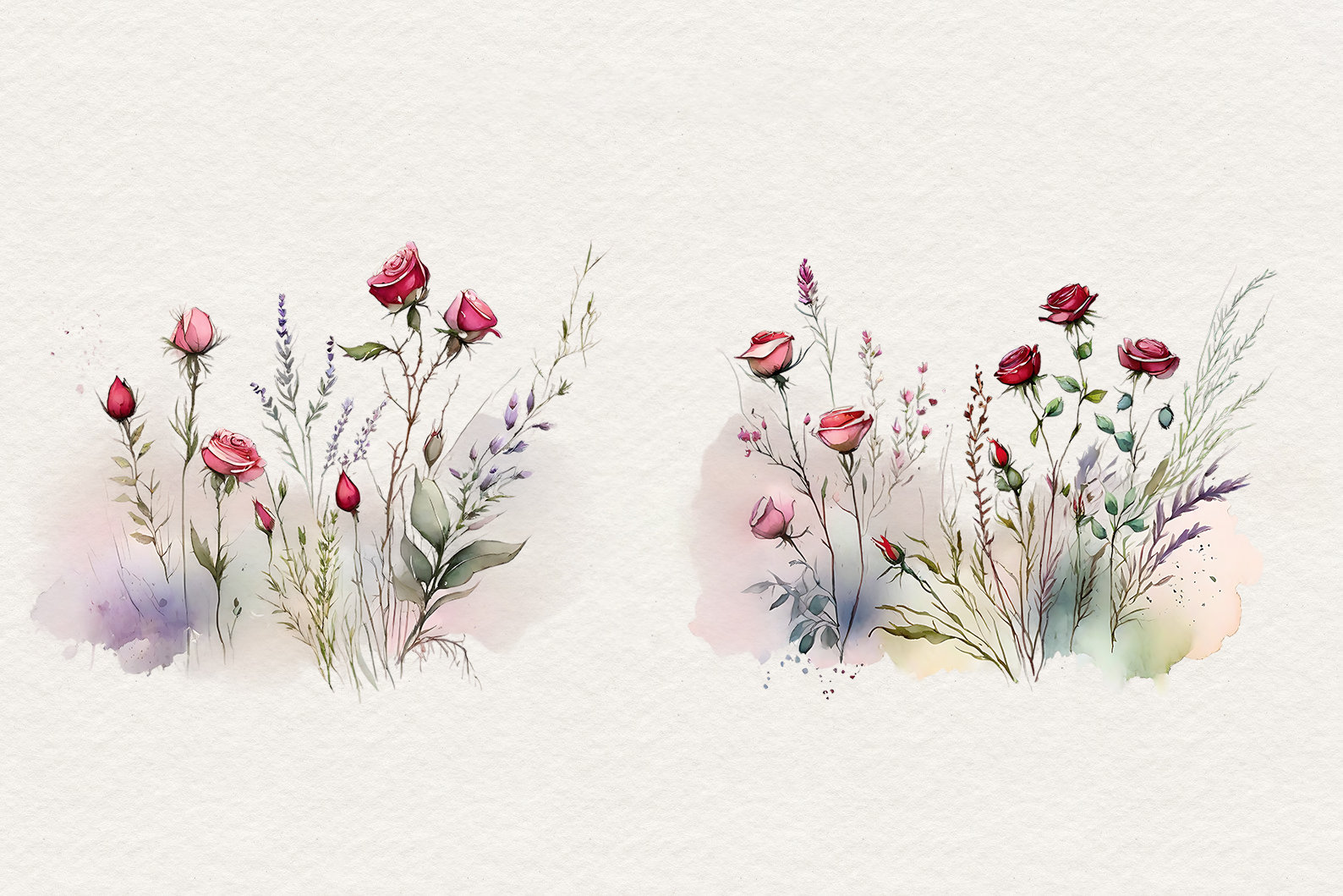 Watercolor Roses Clipart Flower Borders Wildflower Clipart - Etsy