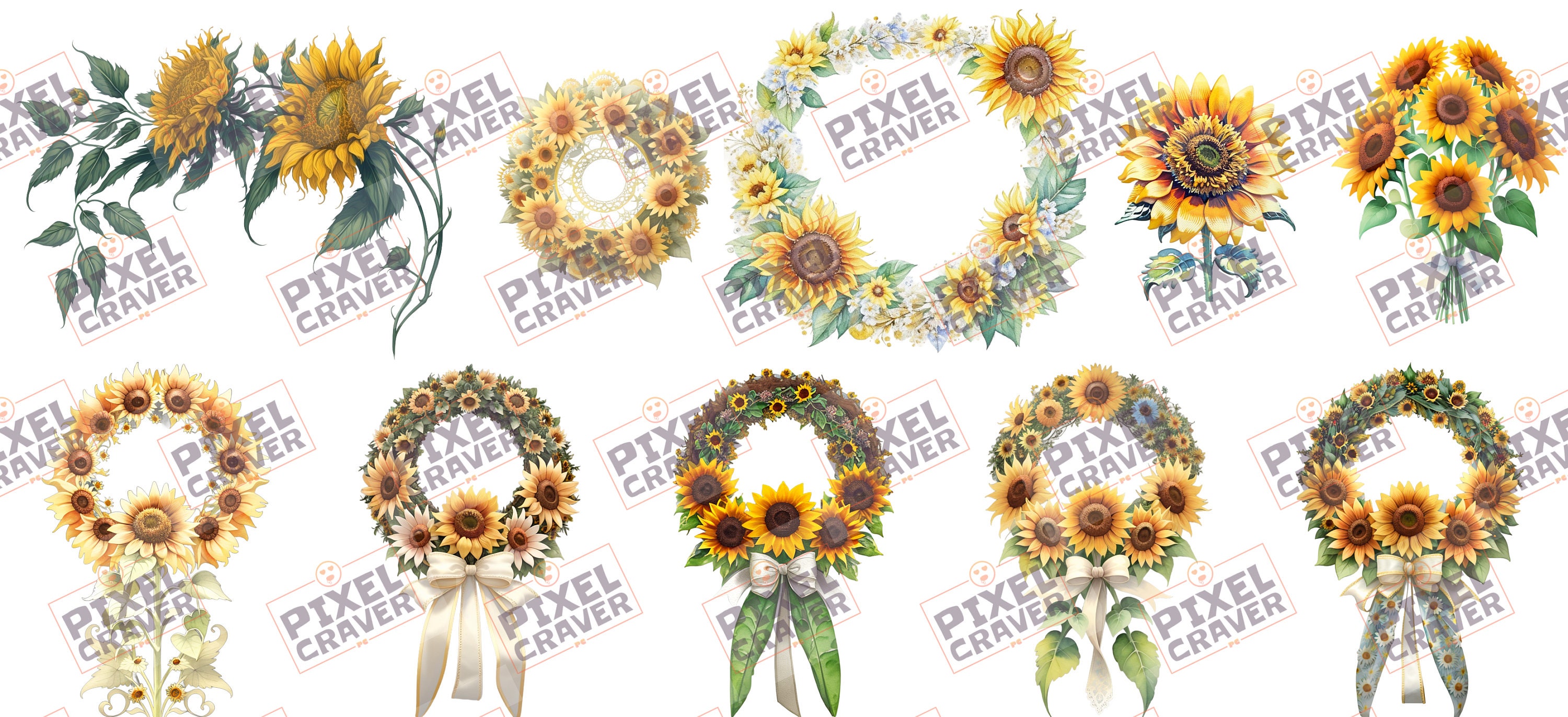 Watercolor Sunflower Clip Art Sunflower Bouquet Sunflower - Etsy