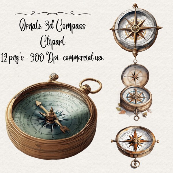 Nautical Compass Clip Art - Etsy