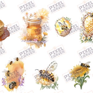 Watercolor Bee and Honey Clipart Bundle Bee Hives Honey - Etsy