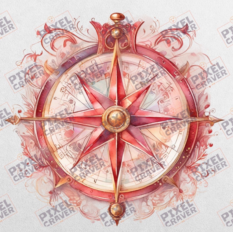 Magical Compass Clip Art Bundle - Watercolor Compass, Mystical Compass ...