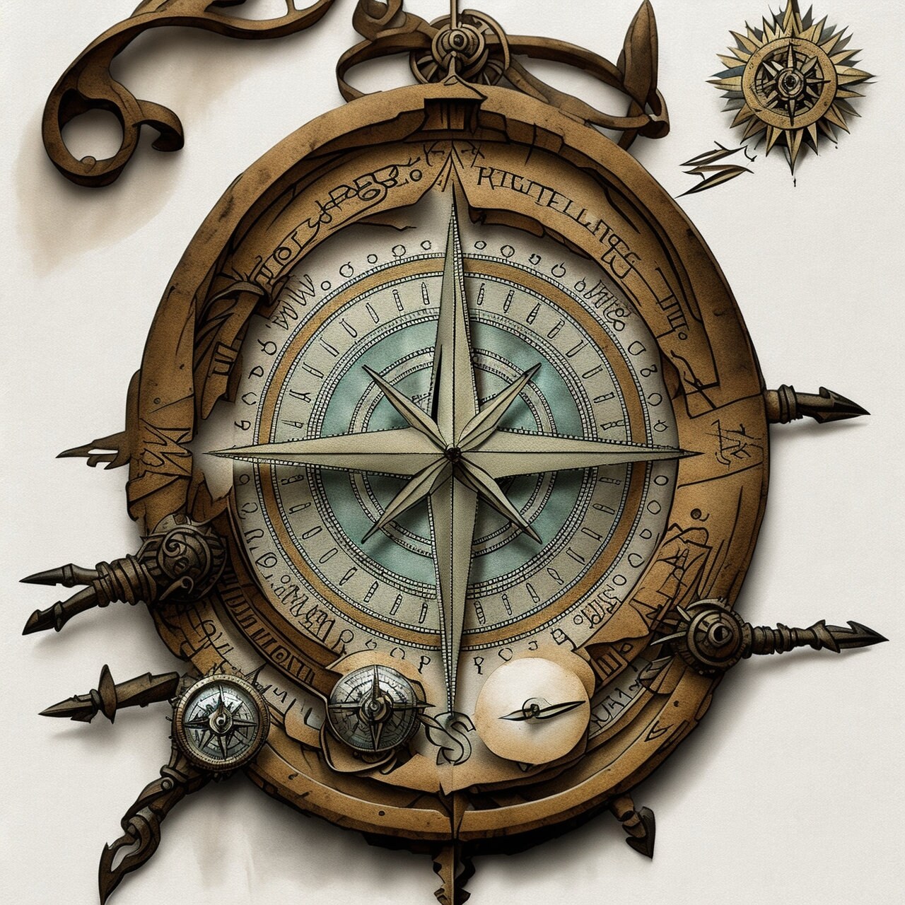 Pirates Compass Clip Art Bundle - Marine Pirate Compass, Steampunk ...