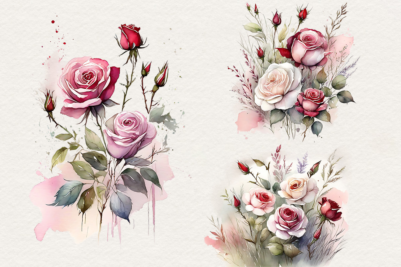 Watercolor Roses Clipart Flower Borders Wildflower Clipart - Etsy
