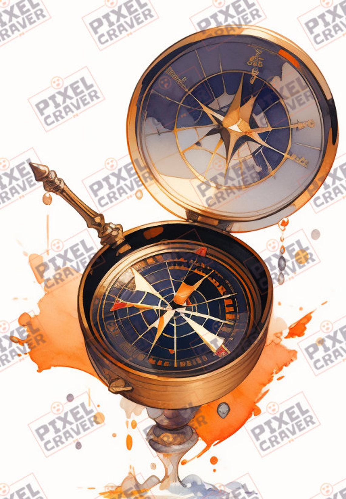 Magical Compass Clip Art Bundle - Watercolor Compass, Mystical Compass ...