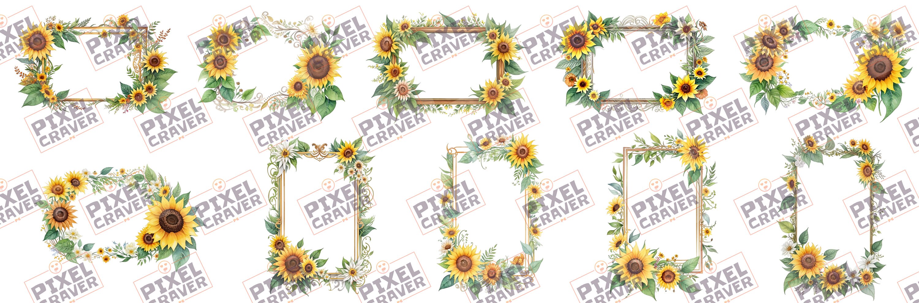Watercolor Sunflower Clip Art Sunflower Bouquet, Sunflower Garland ...