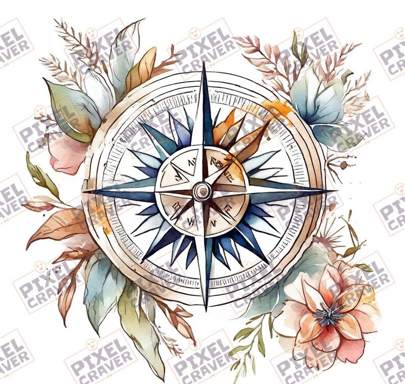 Magical Compass Clip Art Bundle - Watercolor Compass, Mystical Compass ...