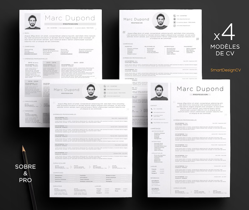 CV Template, Cover Letter, French, Mac and PC Compatible, Word and ...