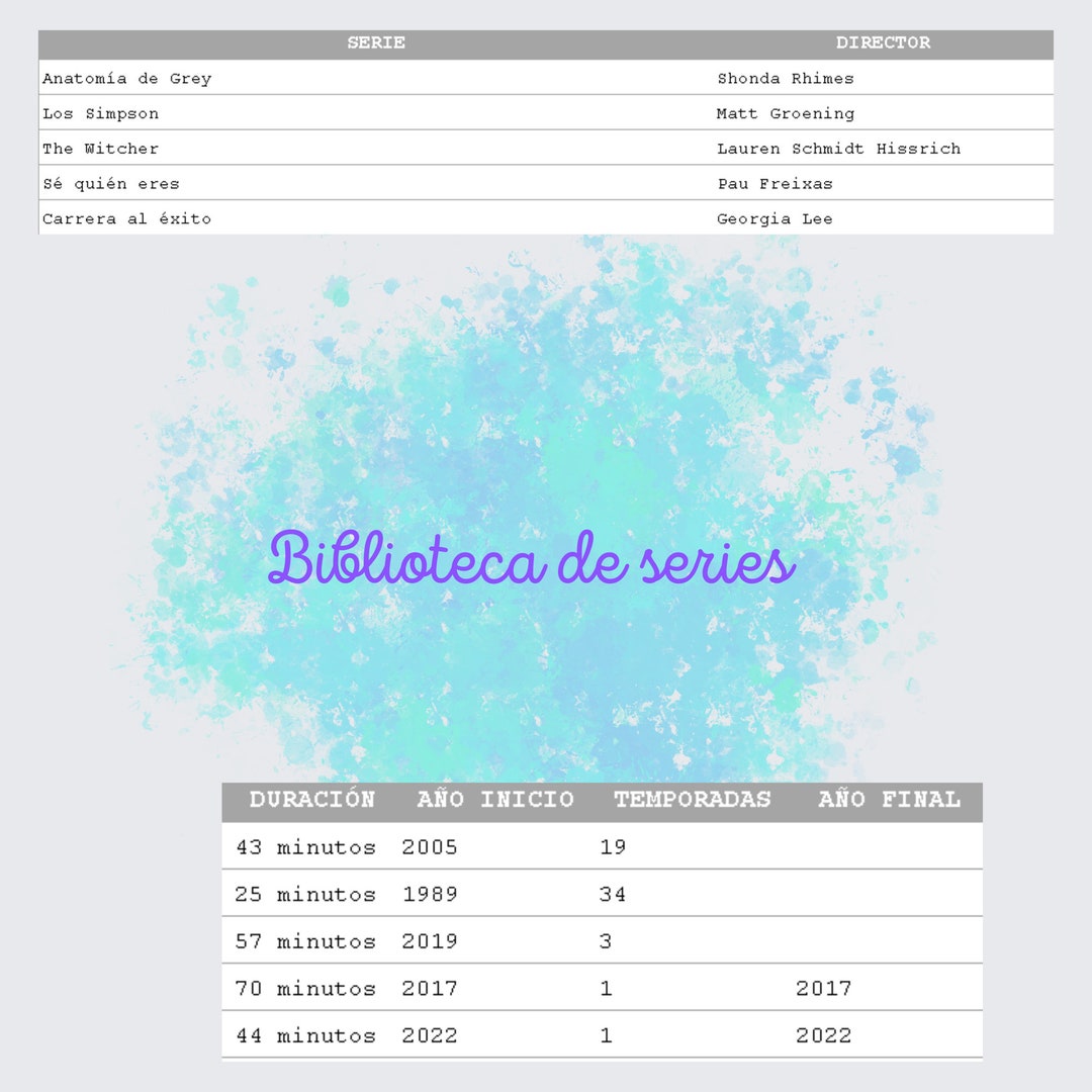 Digital Template to Register Television Series in Gray, Organize and ...