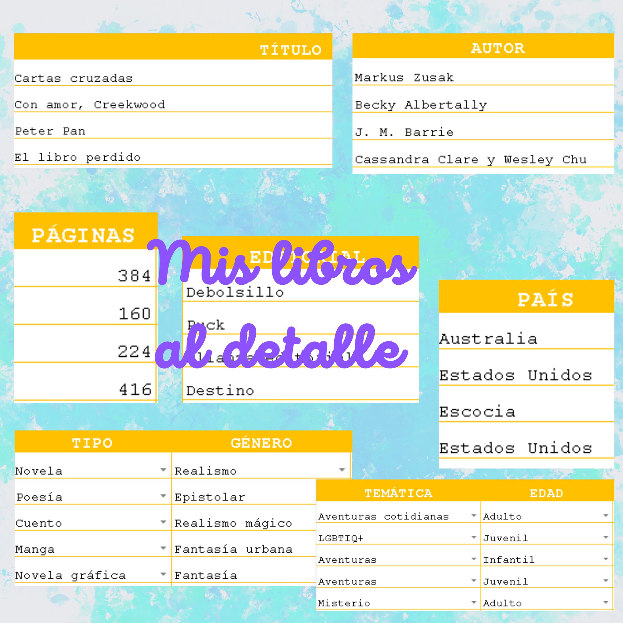 Spanish Reading Spreadsheet Template in Gold Organize and - Etsy