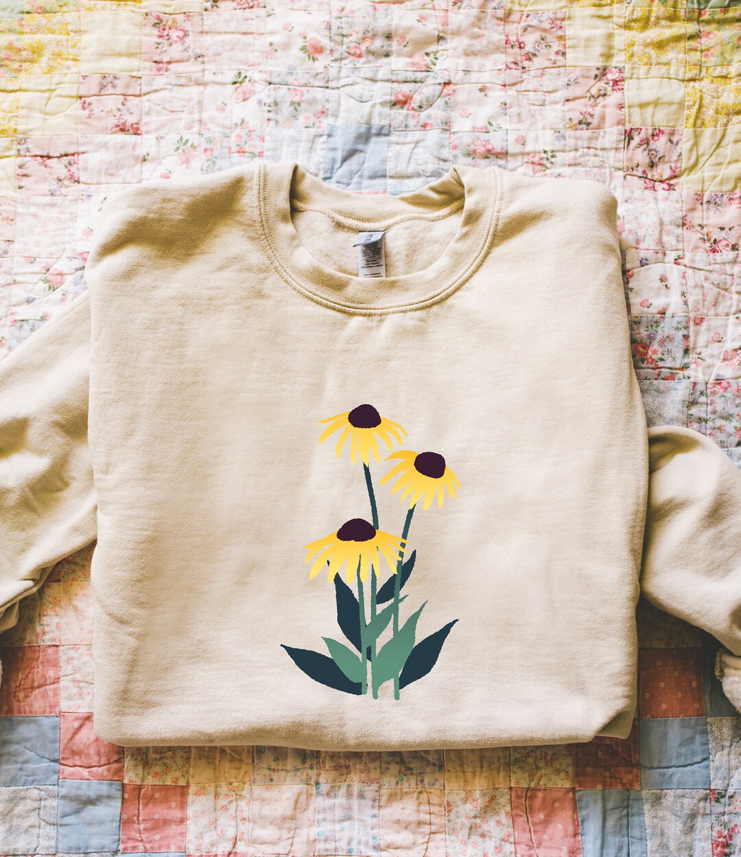 Wildflower Sweatshirt Black Eyed Susan Flower Shirt Garden Sweater ...