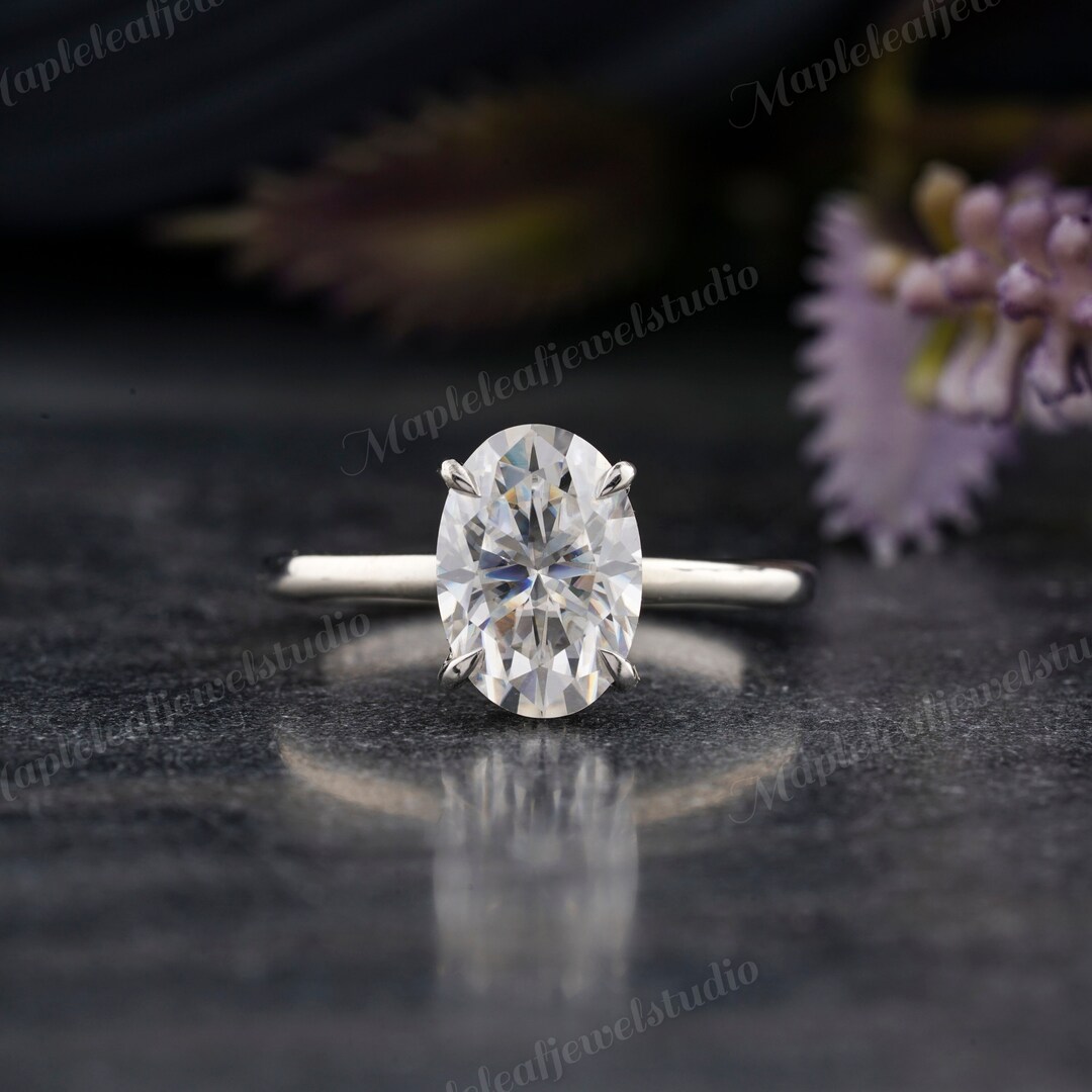 4ct Oval Engagement Ring Crushed Ice Oval Moissanite Engagement Ring ...