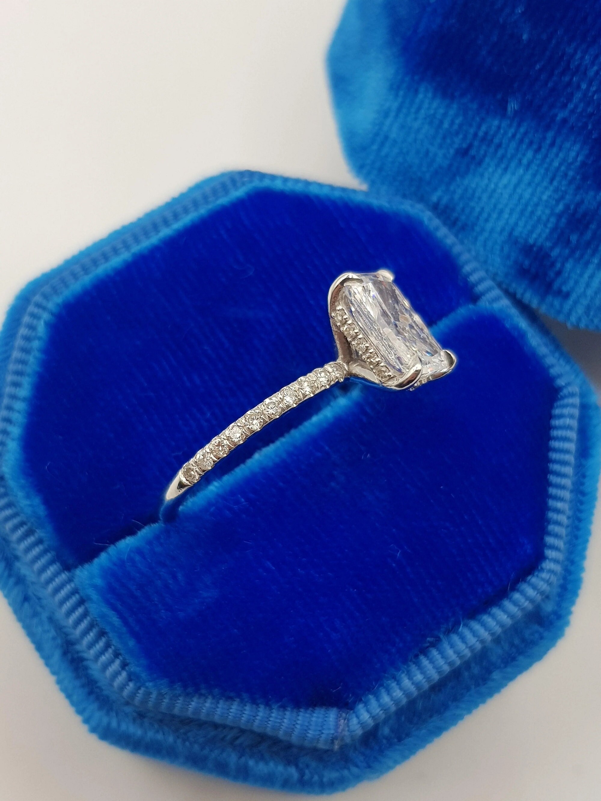 3 Ct Radiant Cut Hidden Halo Diamond Ring, Radiant Cut Pave Ring ...