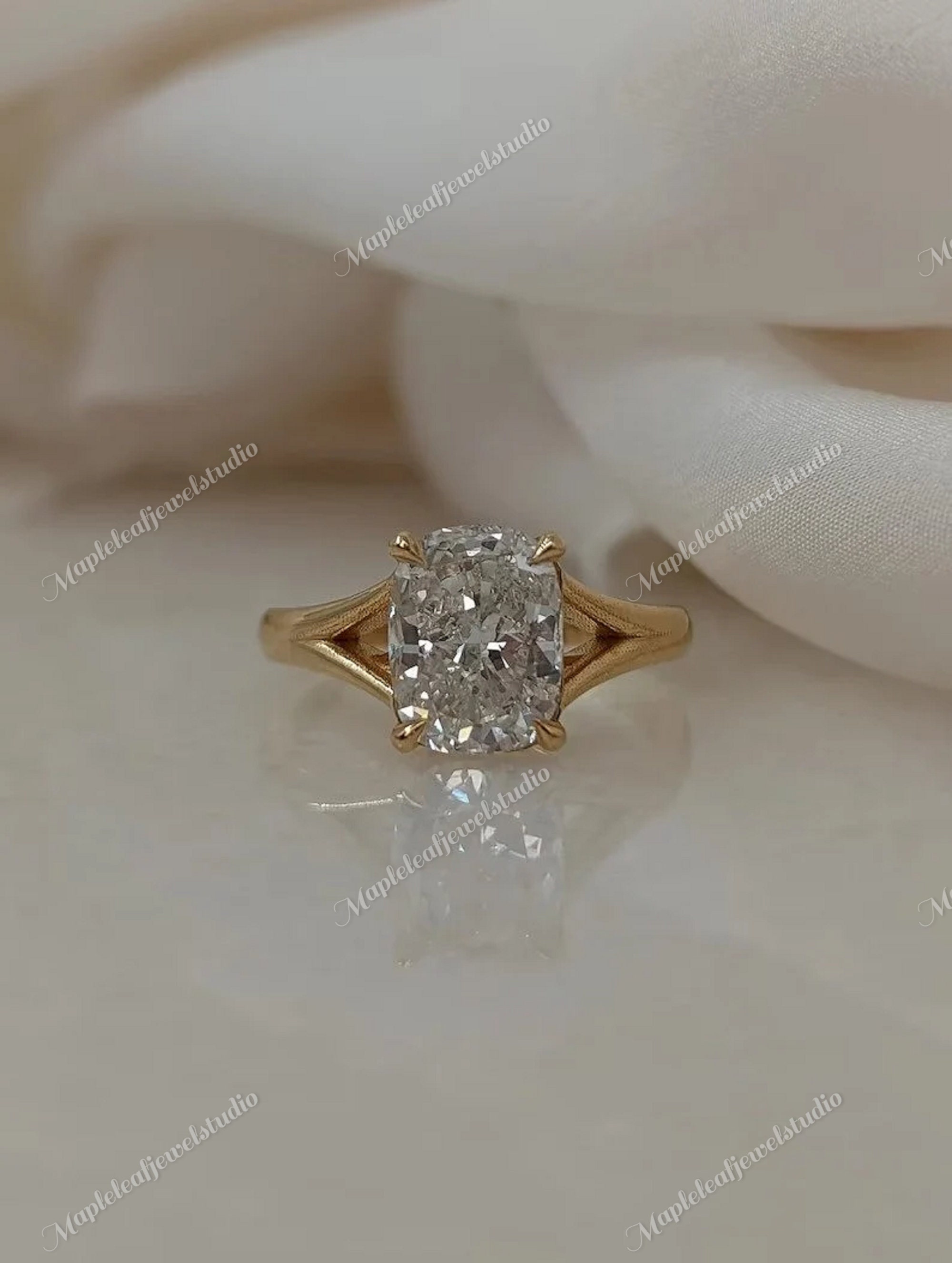 Elongated Cushion Cut Engagement Rings Moissanite Cushion Cut Rings ...