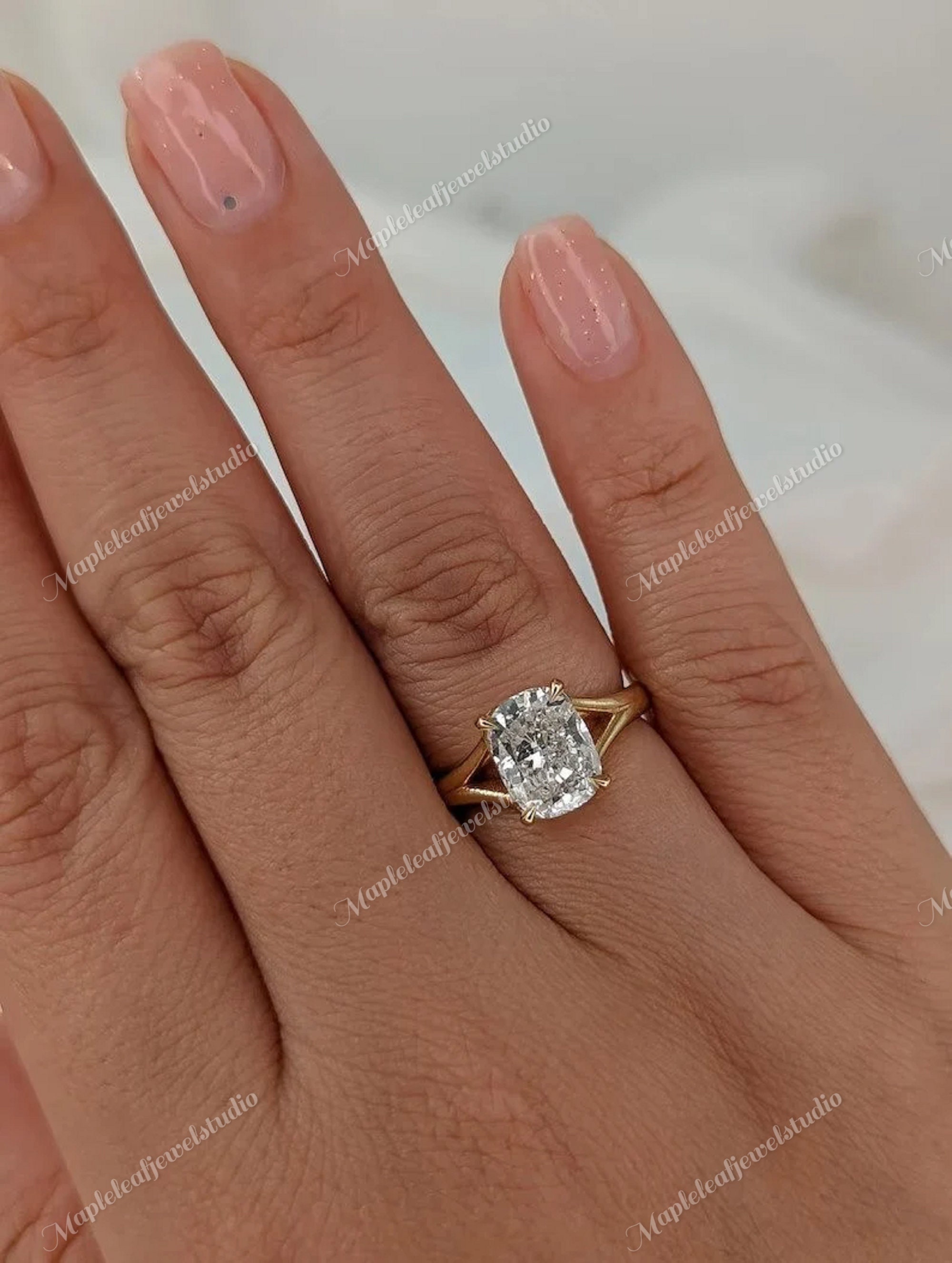 Elongated Cushion Cut Engagement Rings Moissanite Cushion Cut Rings ...