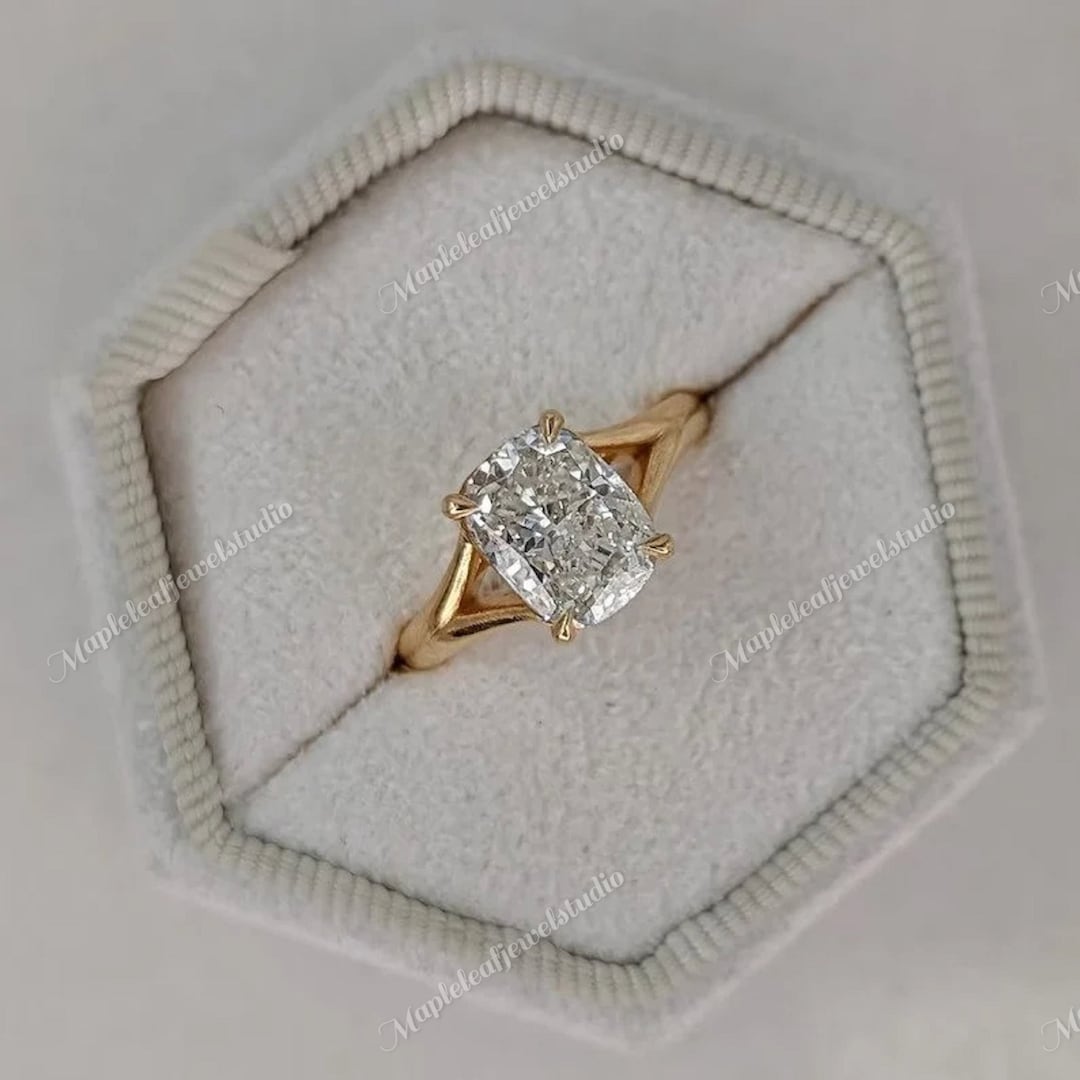 Elongated Cushion Cut Engagement Rings Moissanite Cushion Cut Rings ...