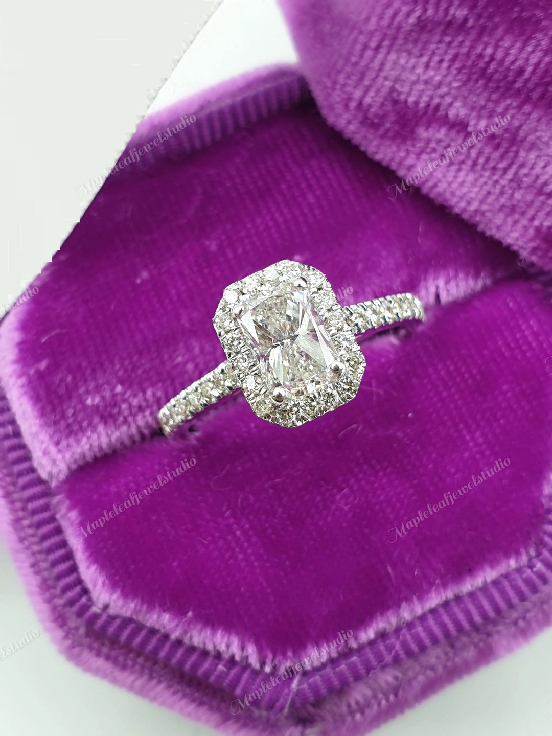 2 Carat Radiant Cut Diamond Ring Radiant Cut Halo Engagement Rings ...