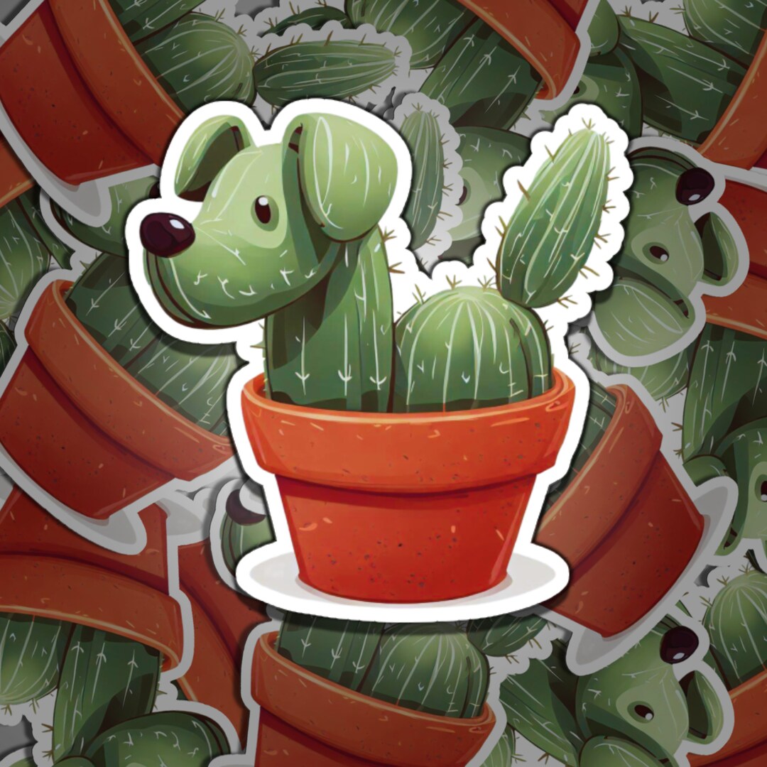 Dog Cactus Sticker Cute Cactus Shaped Like a Dog Vinyl Decal Playful ...