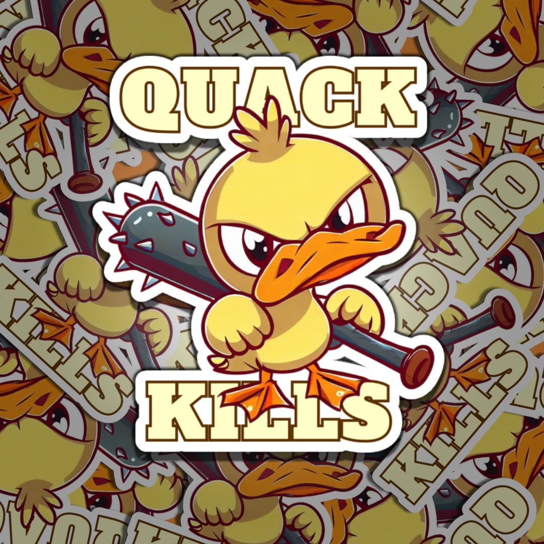Quack Kills Duck Sticker Humorous Duck With Spiked Baseball Bat Decal ...