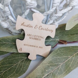 Save the Date Puzzle Piece With Magnet, Engraved Wedding Invitation ...