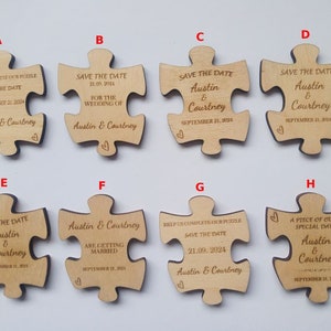 Save the Date Puzzle Piece With Magnet, Engraved Wedding Invitation ...