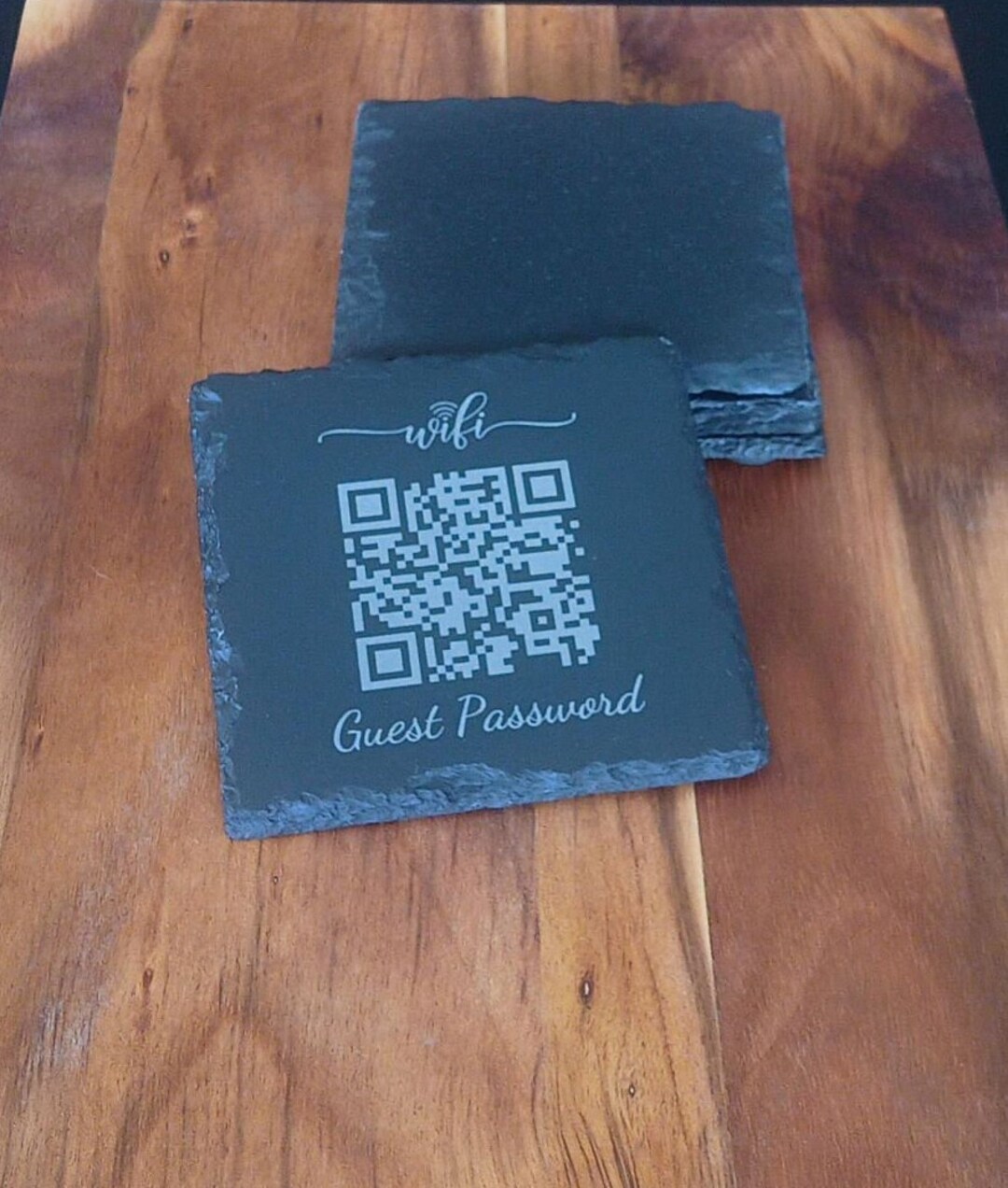 Custom Engraved QR Code Coaster (qty4) Engraved Rock Coaster Airbnb Wi ...