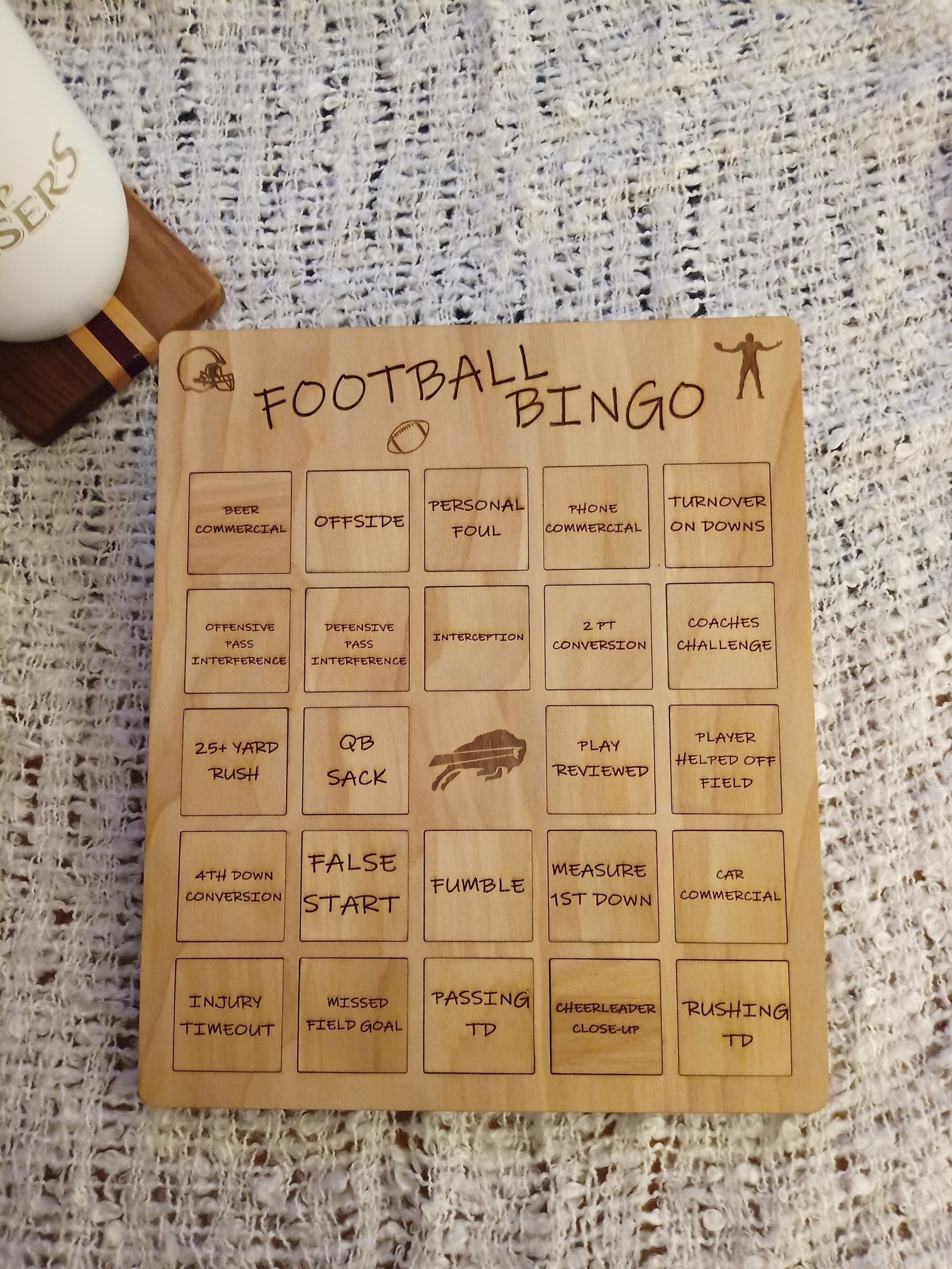 Customizable Football Bingo Game: Reusable Wood Family Fun - Etsy