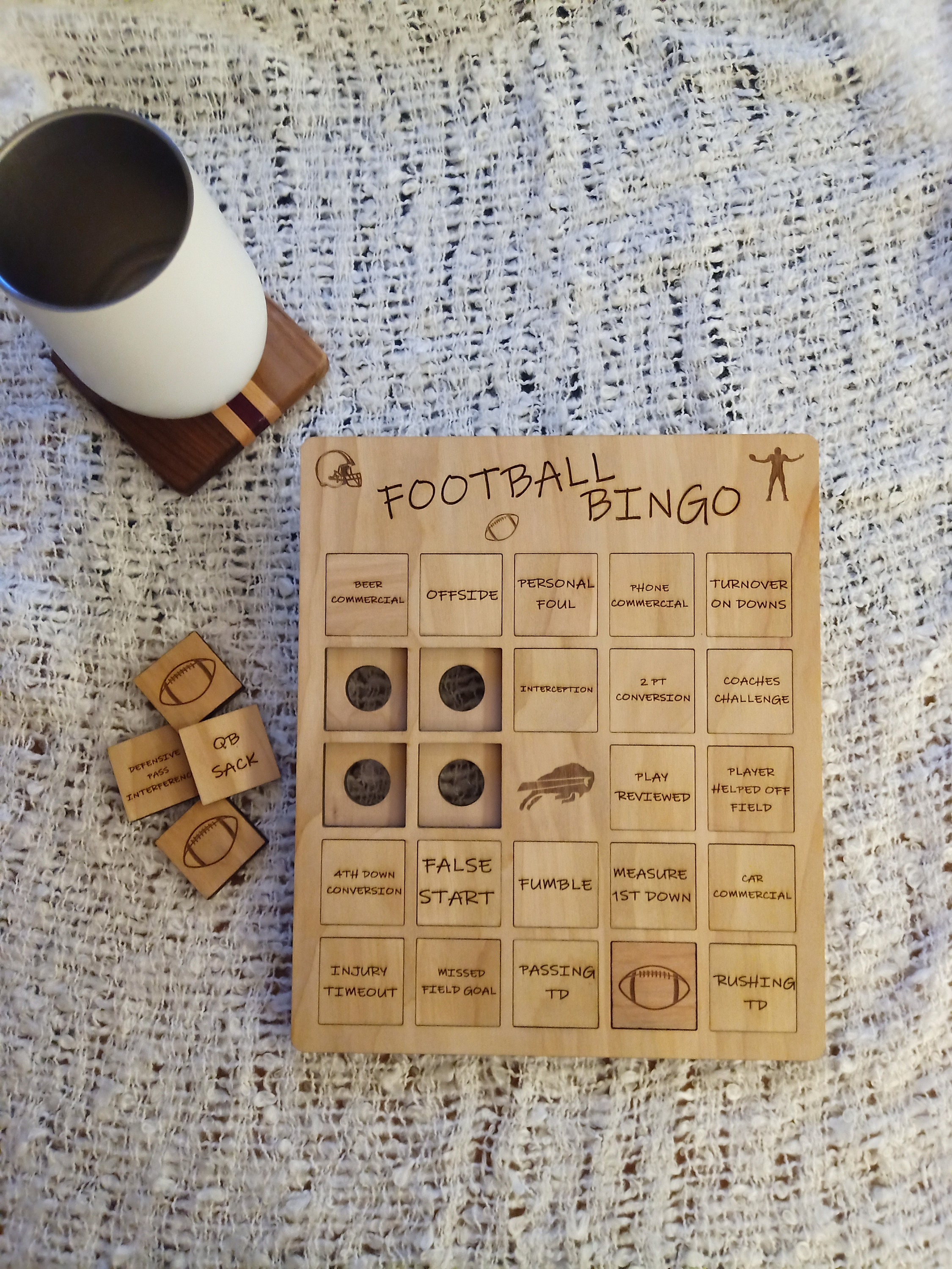 Customizable Football Bingo Game: Reusable Wood Family Fun - Etsy