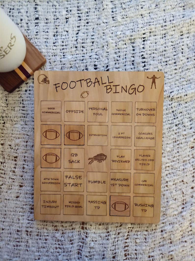 Customizable Football Bingo Game: Reusable Wood Family Fun - Etsy