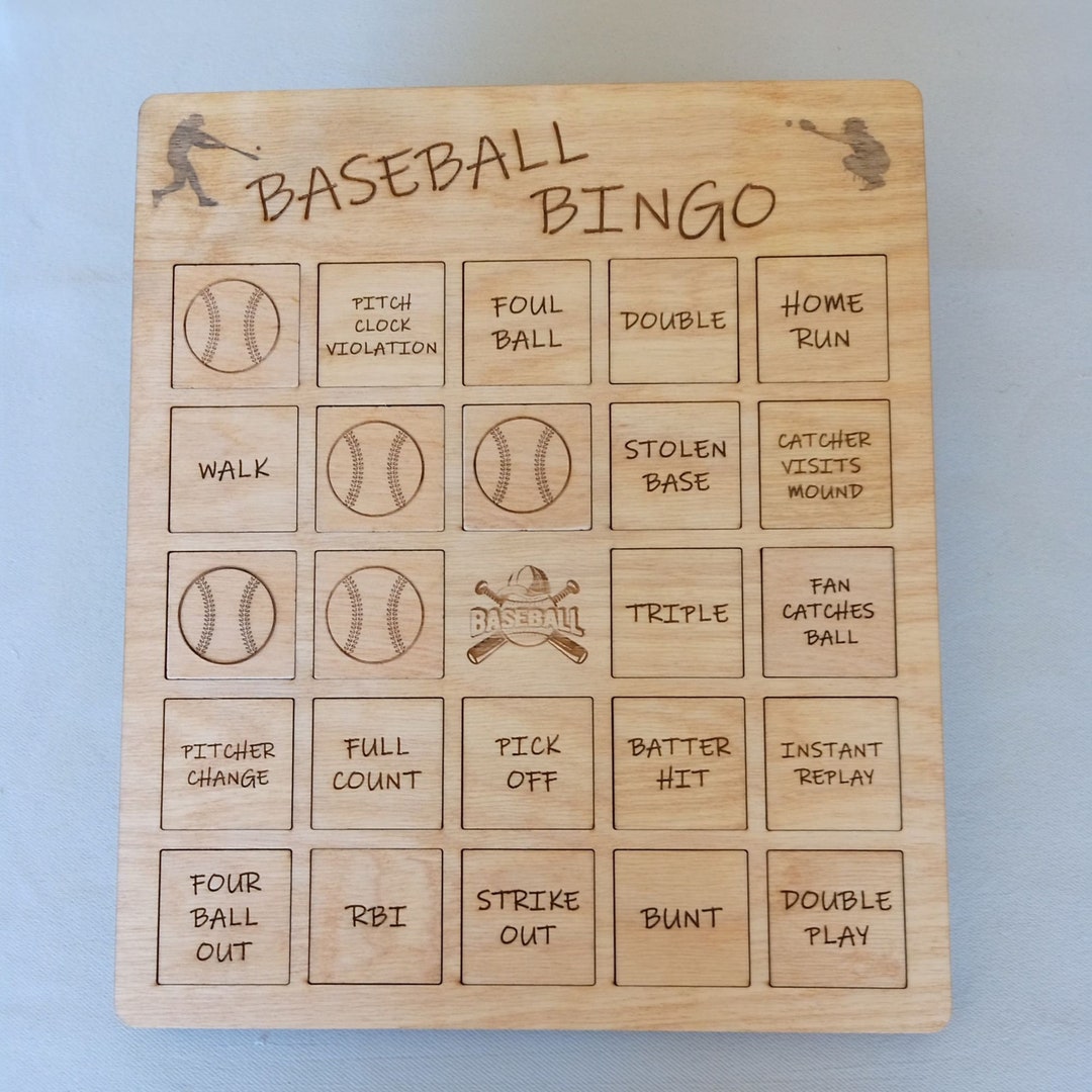 BASEBALL BINGO. Reusable Wooden Baseball Bingo Board, Family Game Night ...
