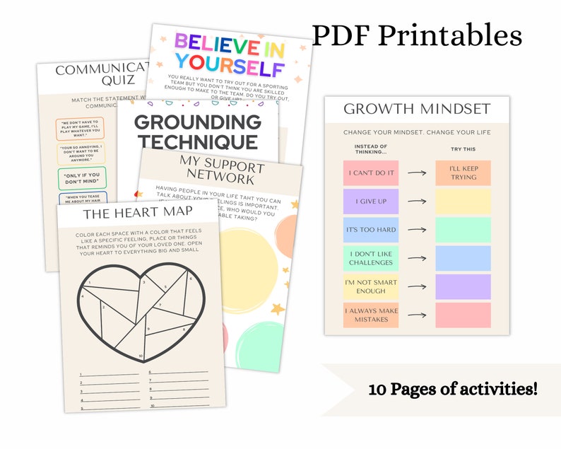 Kid's Mental Health Activities Therapy Worksheets Mindfulness ...