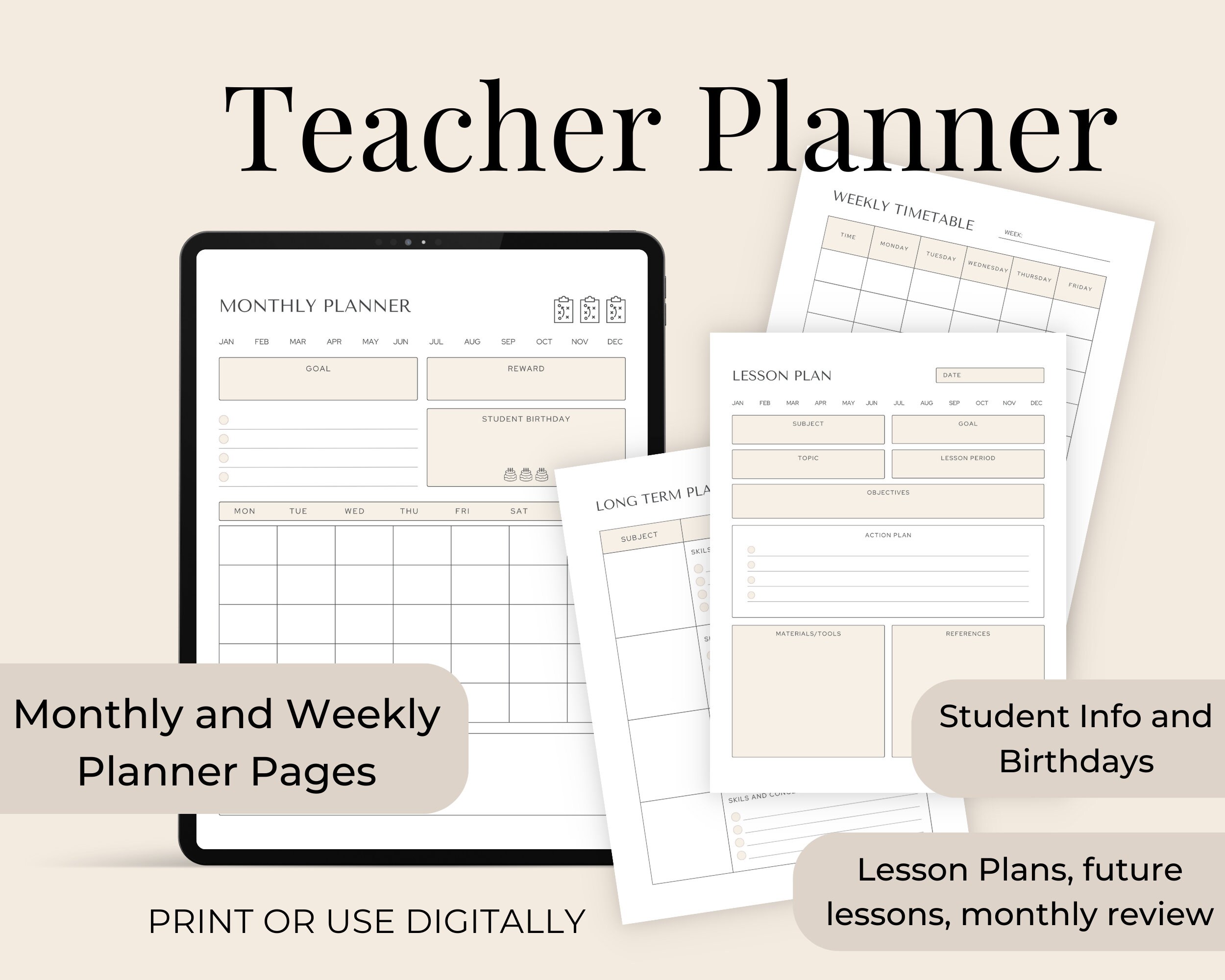 Teacher Planner Lesson Planner Academic Planner Teacher - Etsy