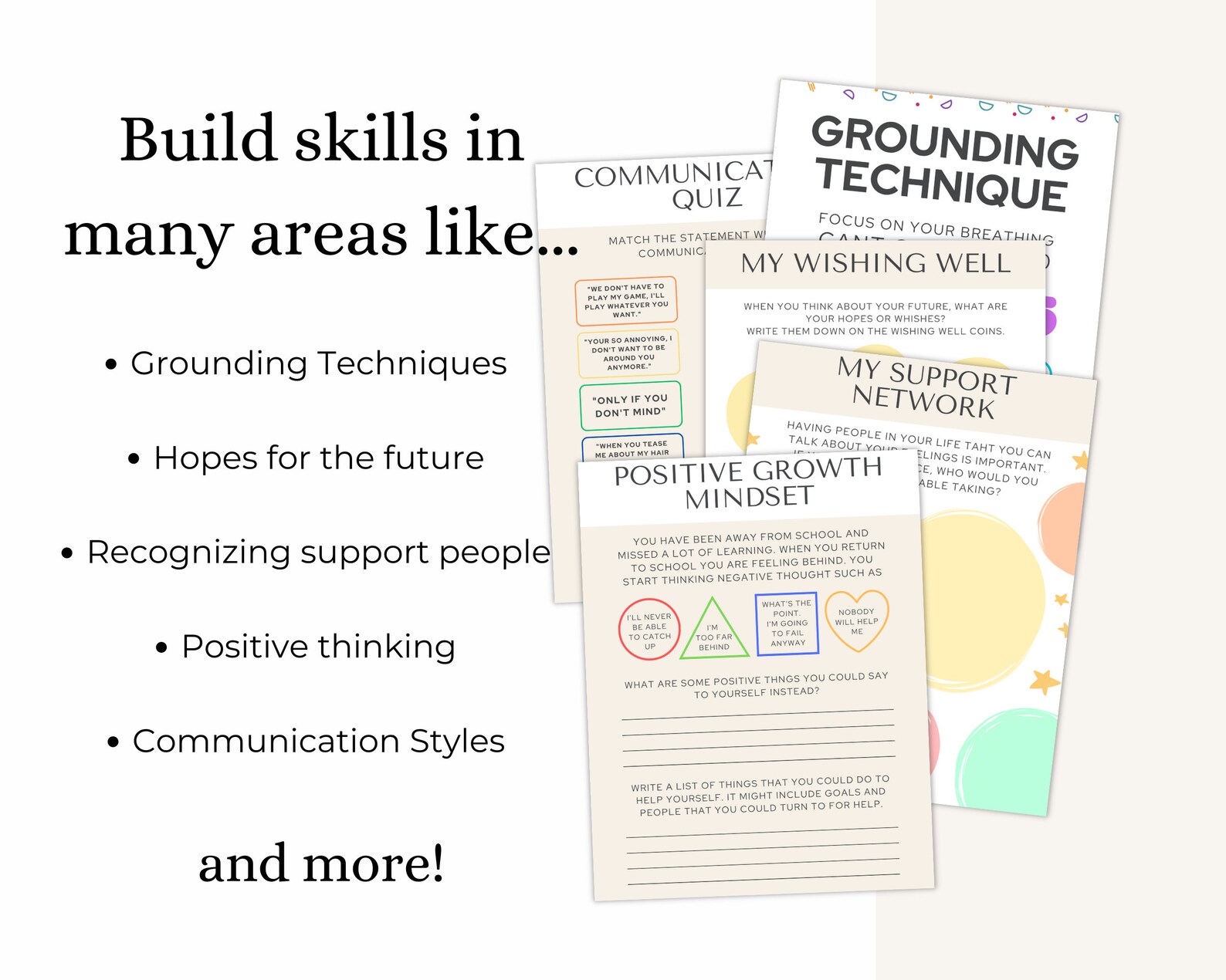 Kid's Mental Health Activities Therapy Worksheets Mindfulness ...