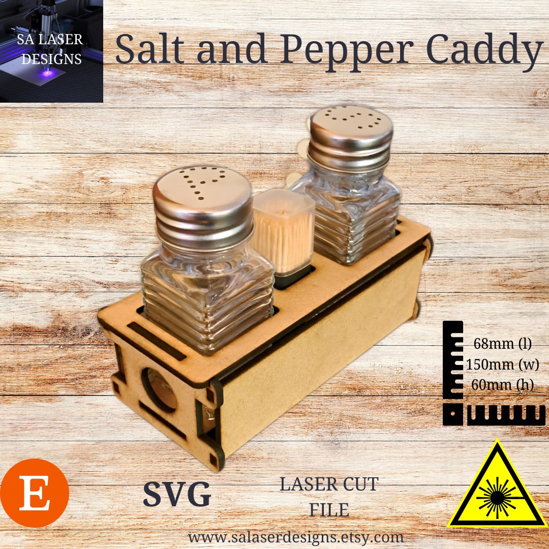 Salt and Pepper Shaker Caddy 3mm MDF Laser Cut File SVG - Etsy