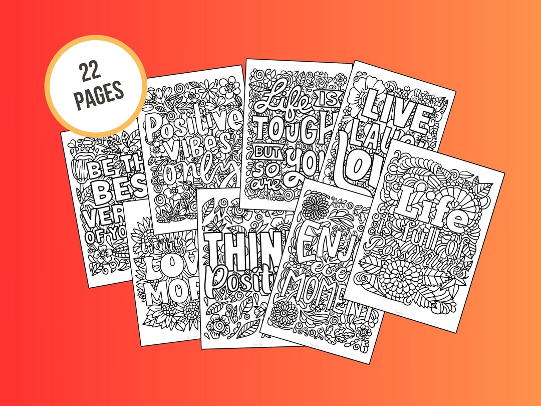 Adult Motivational Coloring Book Inspirational Pages Affirmation Quotes ...