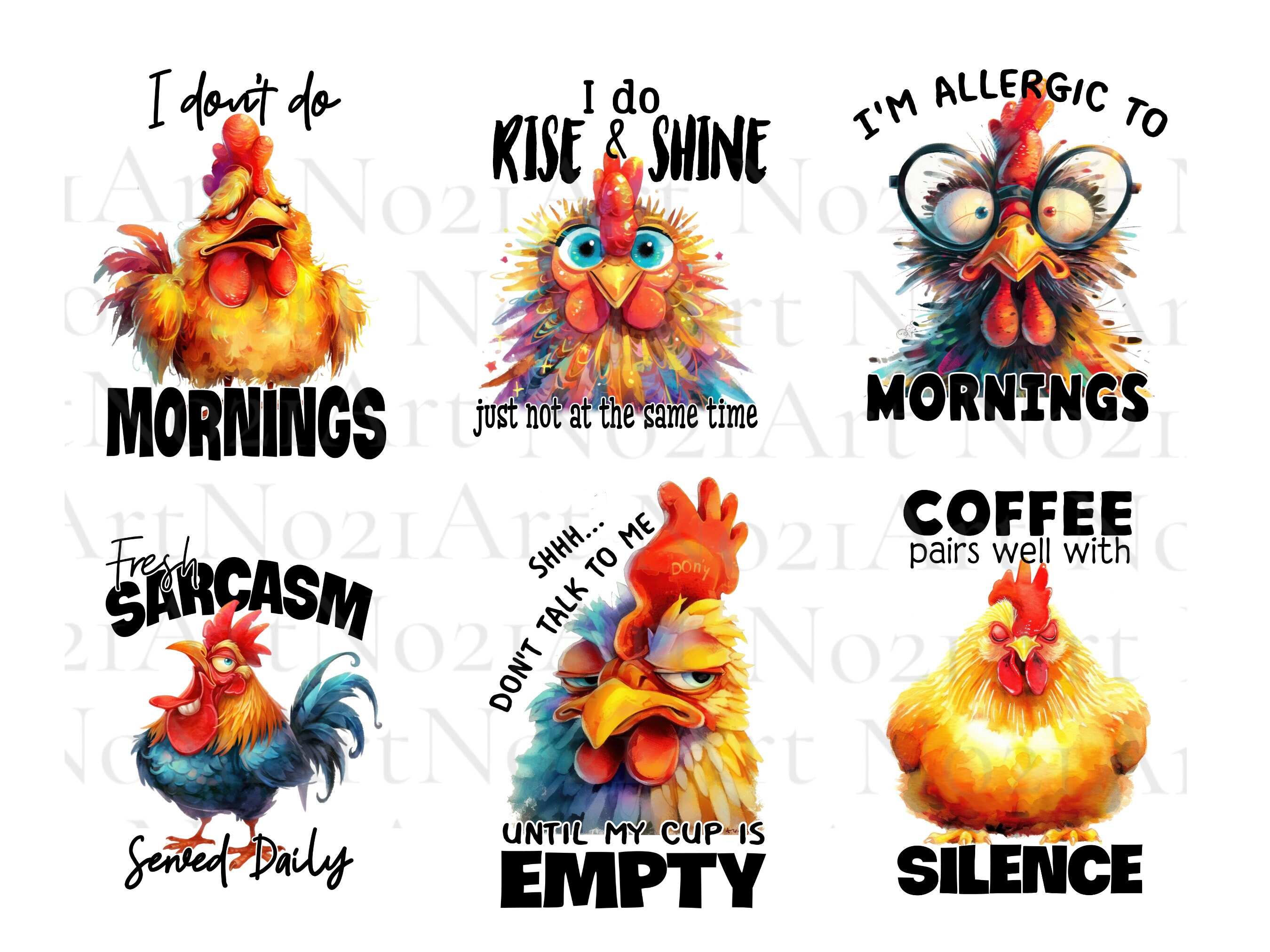 Coffee Addicted Chickens Clip Art, Watercolor Style, Coffee Addicted ...