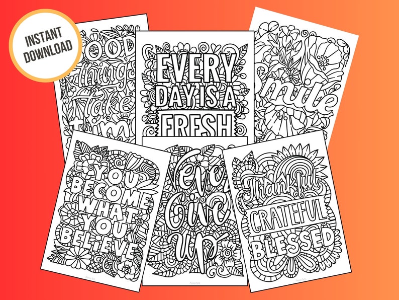 Adult Motivational Coloring Book Inspirational Pages Affirmation Quotes ...