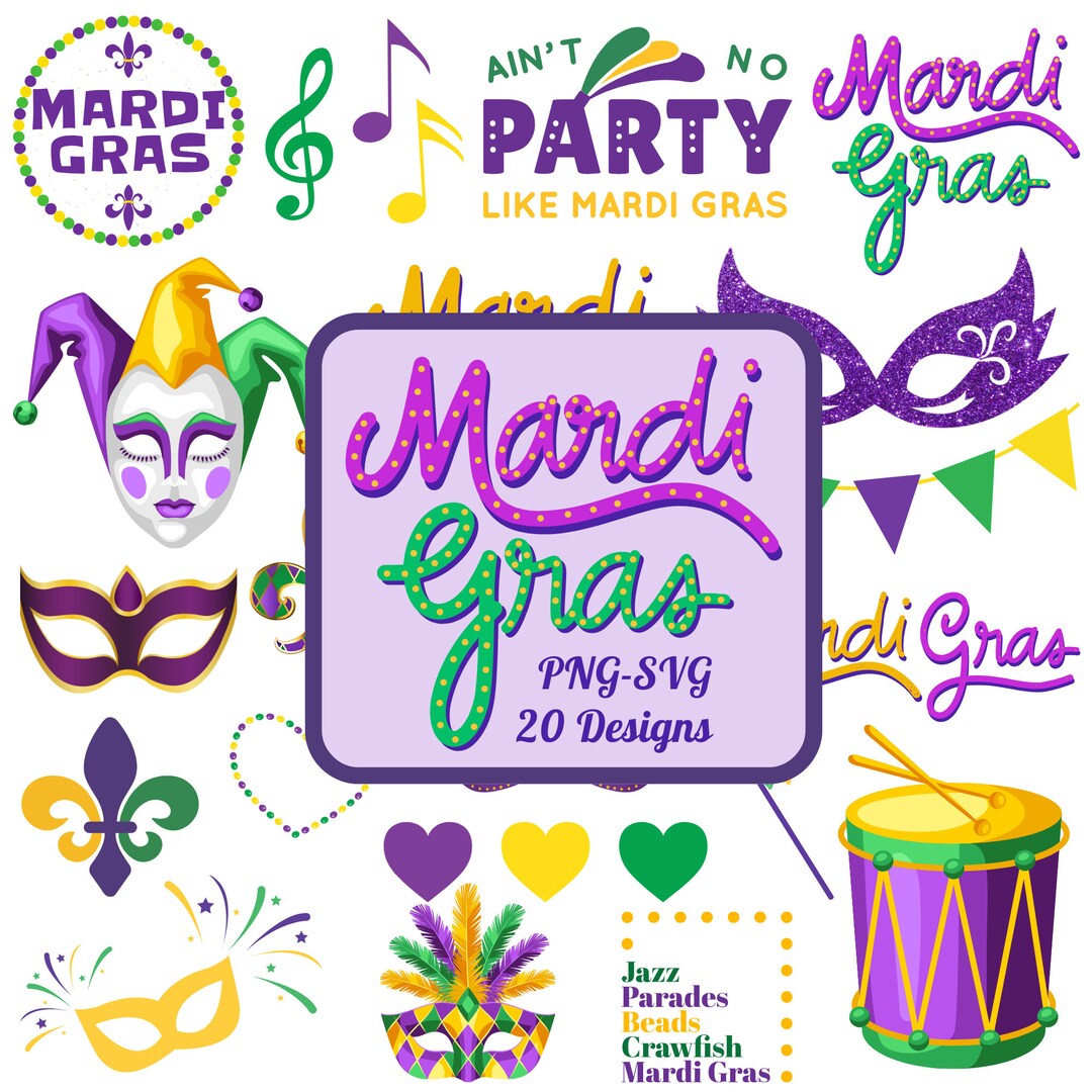 Mardi Gras SVG Bundle Clipart Mardi Gras Carnival PNG Cut File ...