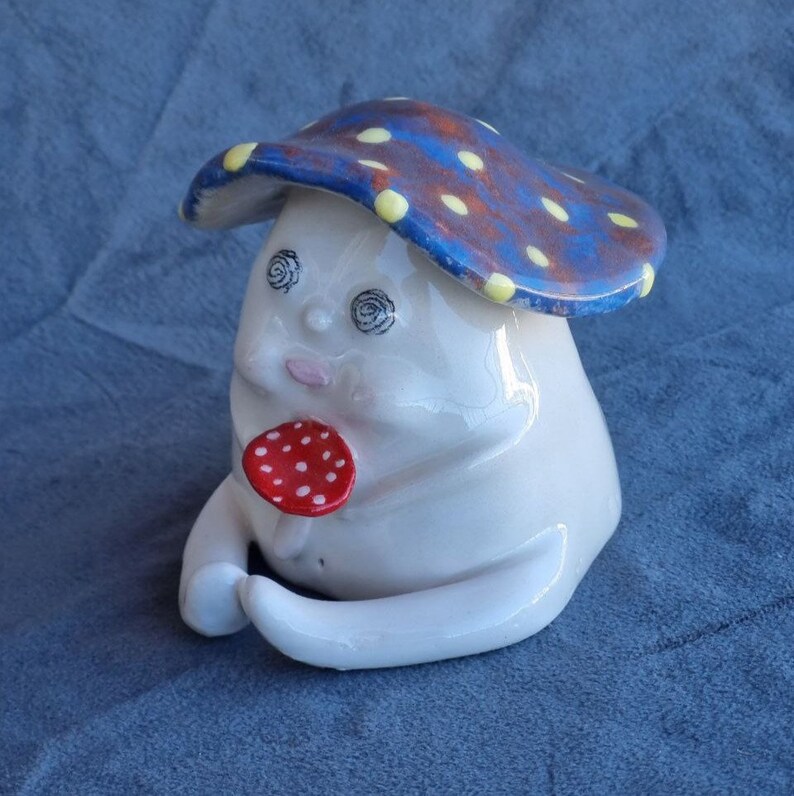 Ceramic Magic Mushroom Figurine, Collectible Mushroom, Quirky Fungi ...