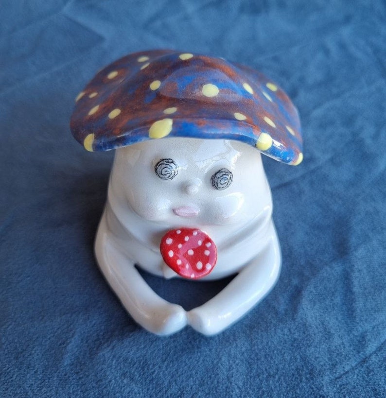 Ceramic Magic Mushroom Figurine, Collectible Mushroom, Quirky Fungi ...