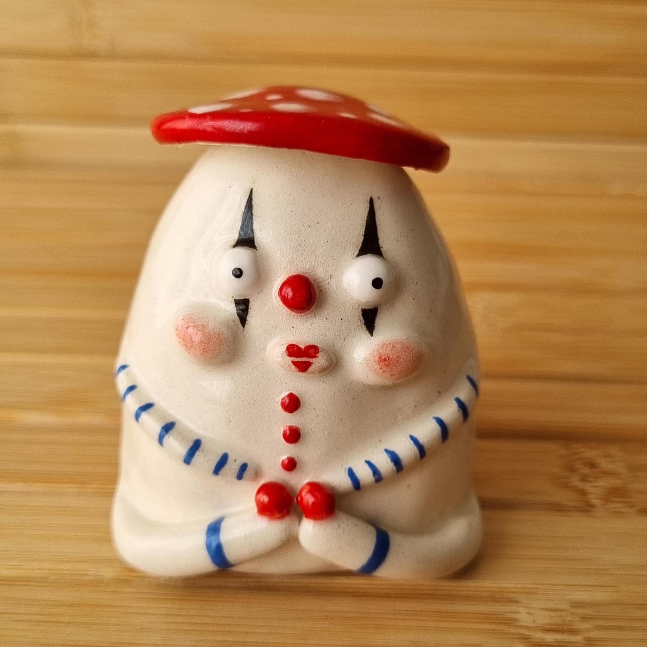 Weird Clown Mushroom, Ceramic Figurine Mushroom, Quirky Clown, Joker ...