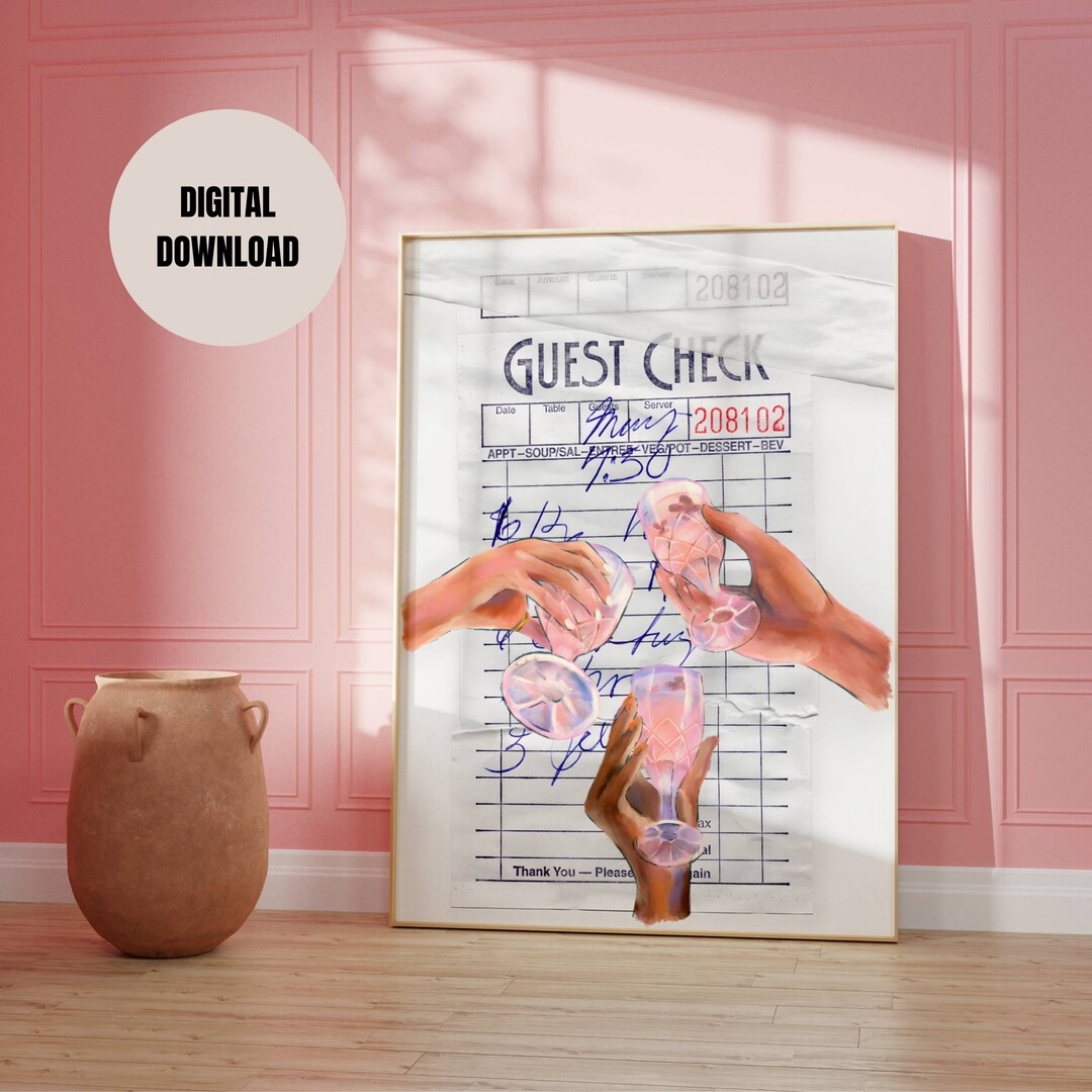 Guest Check Wall Art, Retro Guest Check Print, Cheers Poster, Trendy ...
