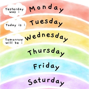 Watercolour 'days of the Week' Rainbow Preschool Classroom, Homeschool ...