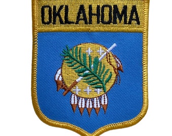 OKLAHOMA STATE Flag PATCH Iron-on Embroidered Applique Top - Etsy