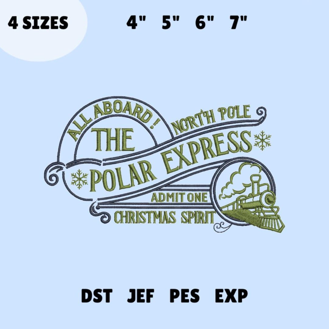 Polar Express Embroidery Design, Christmas Train Ticket Pattern, North ...