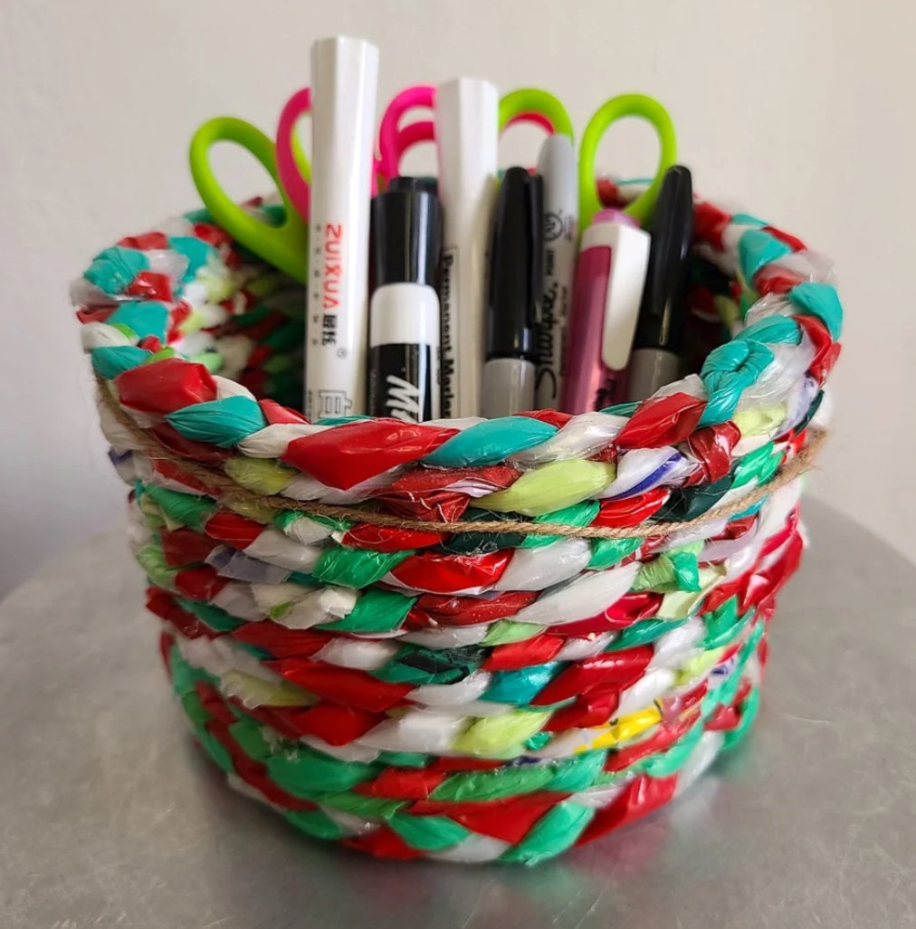 Upcycled Plastic Basket- Medium - Etsy