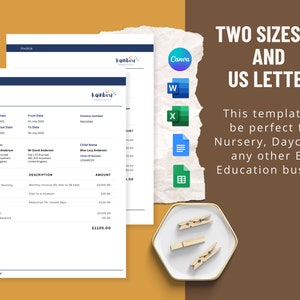 Blue Daycare Invoice Template | Receipt Template for Canva, Microsoft ...