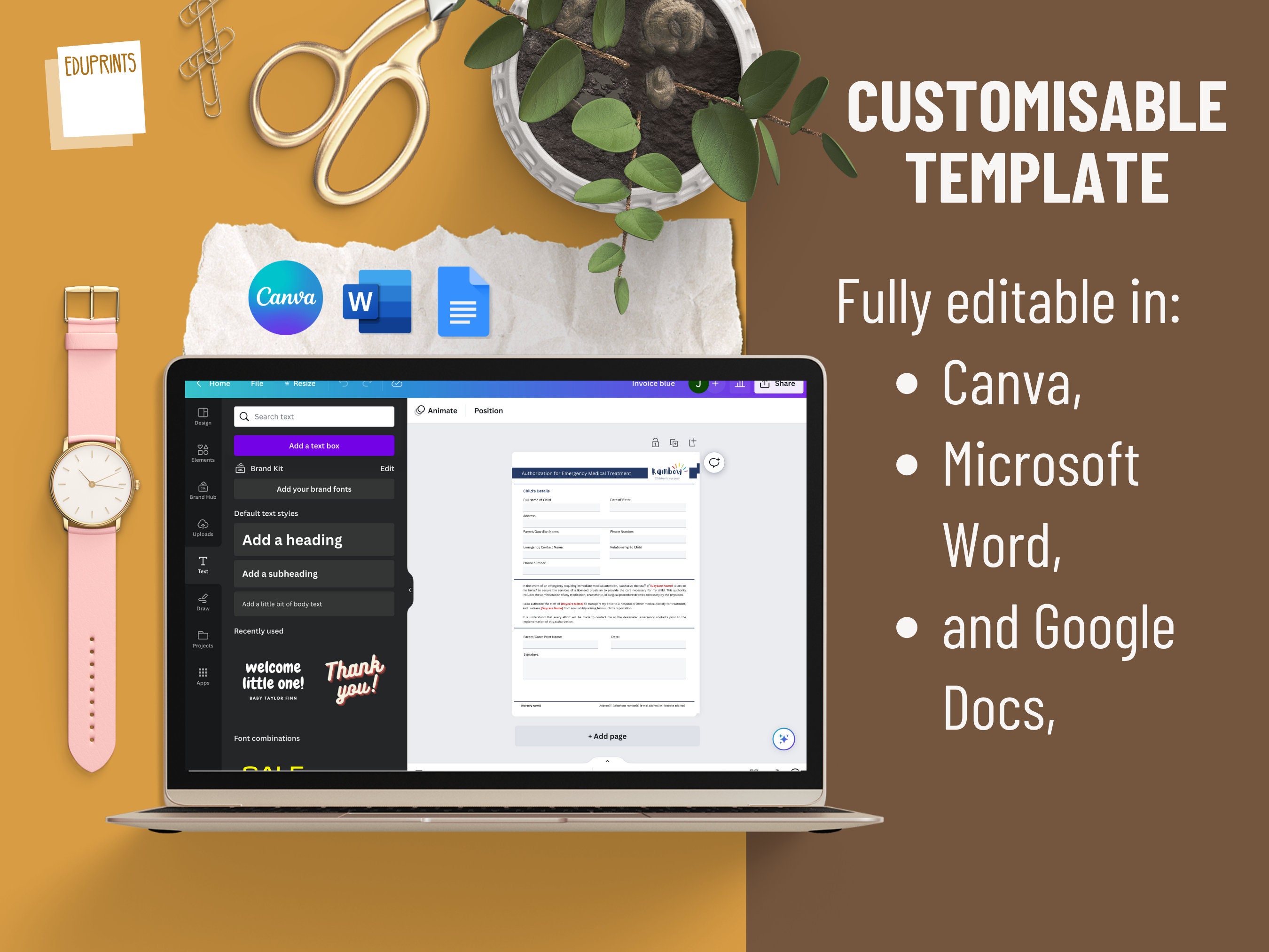 Editable Emergency Medical Treatment Consent Form | Canva Template ...