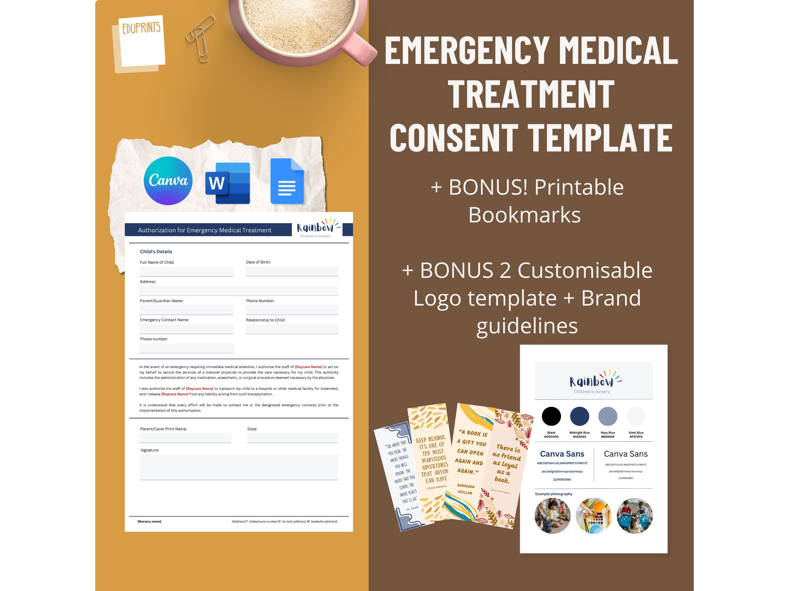 Editable Emergency Medical Treatment Consent Form | Canva Template ...