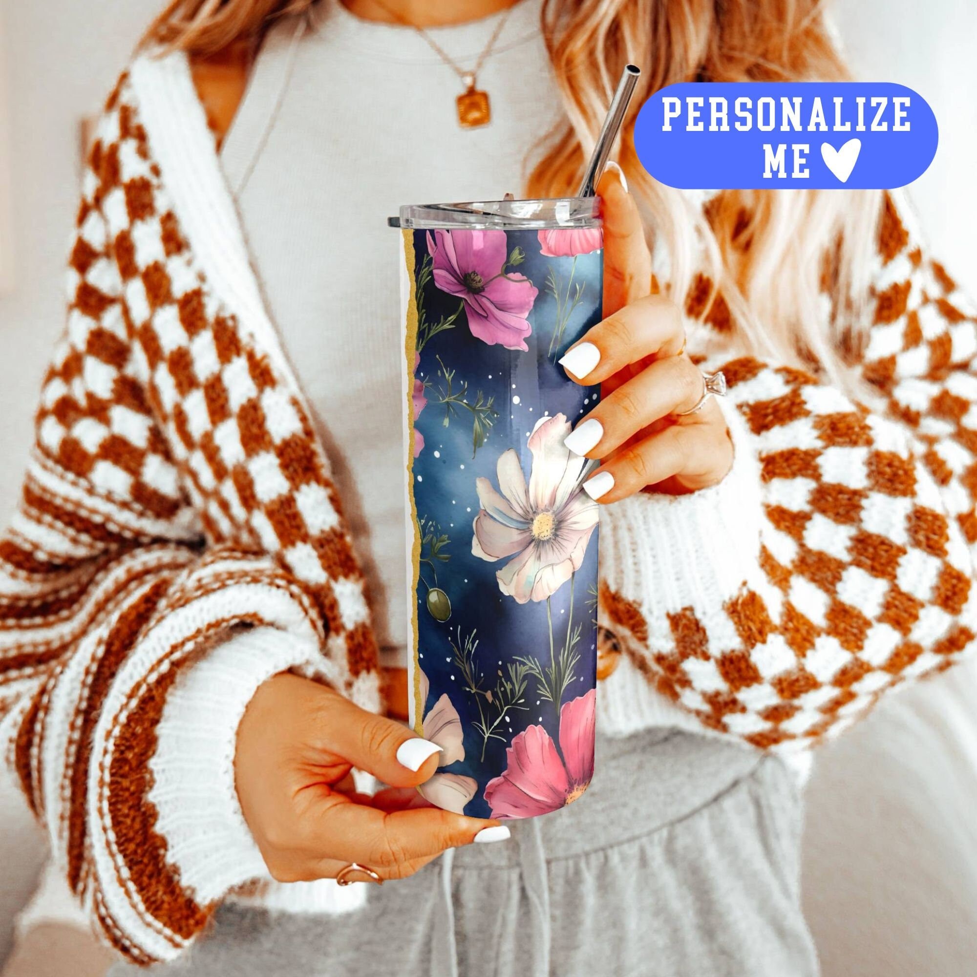 Personalized Birth Flower Coffee Cup With Name, Custom Birth Flower ...