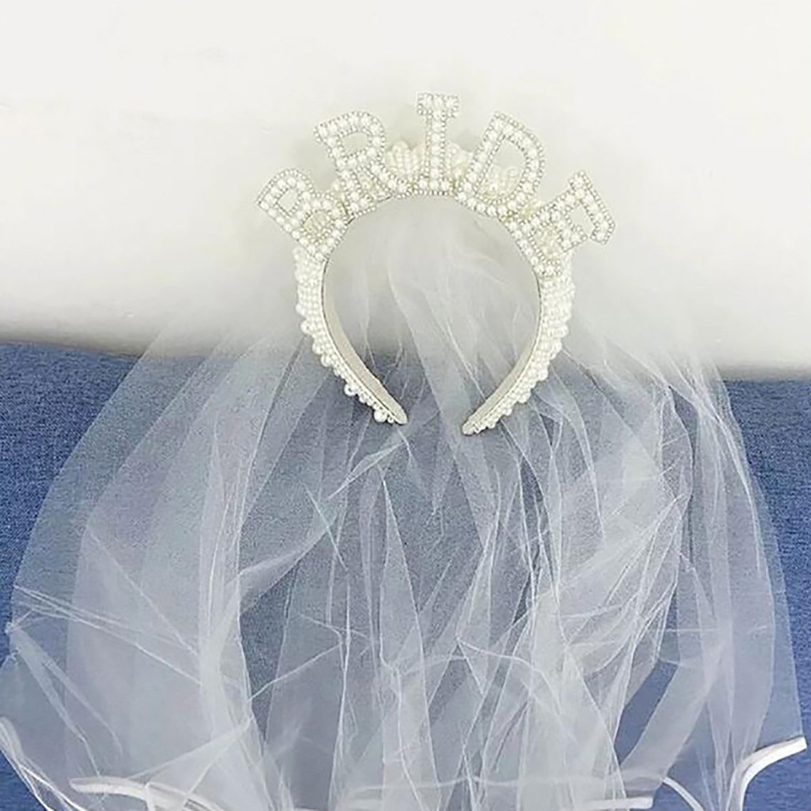 Bride Headband With Veil Pearl Bride Headband Bridal Shower Gift ...